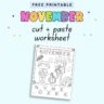 Free Printable November Cut and Glue Worksheet - The Artisan Life