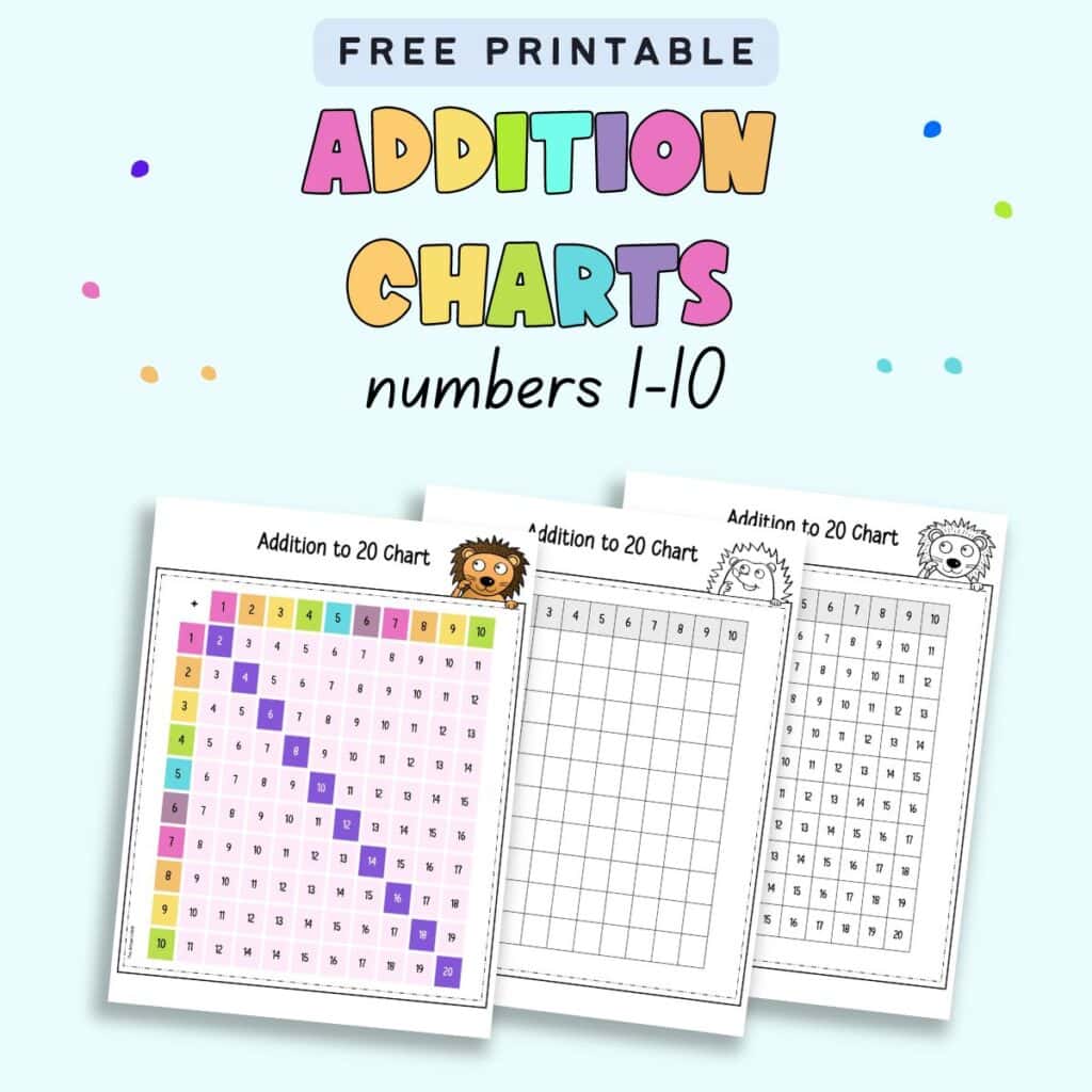 Addition Chart Printable 1-20 - The Artisan Life