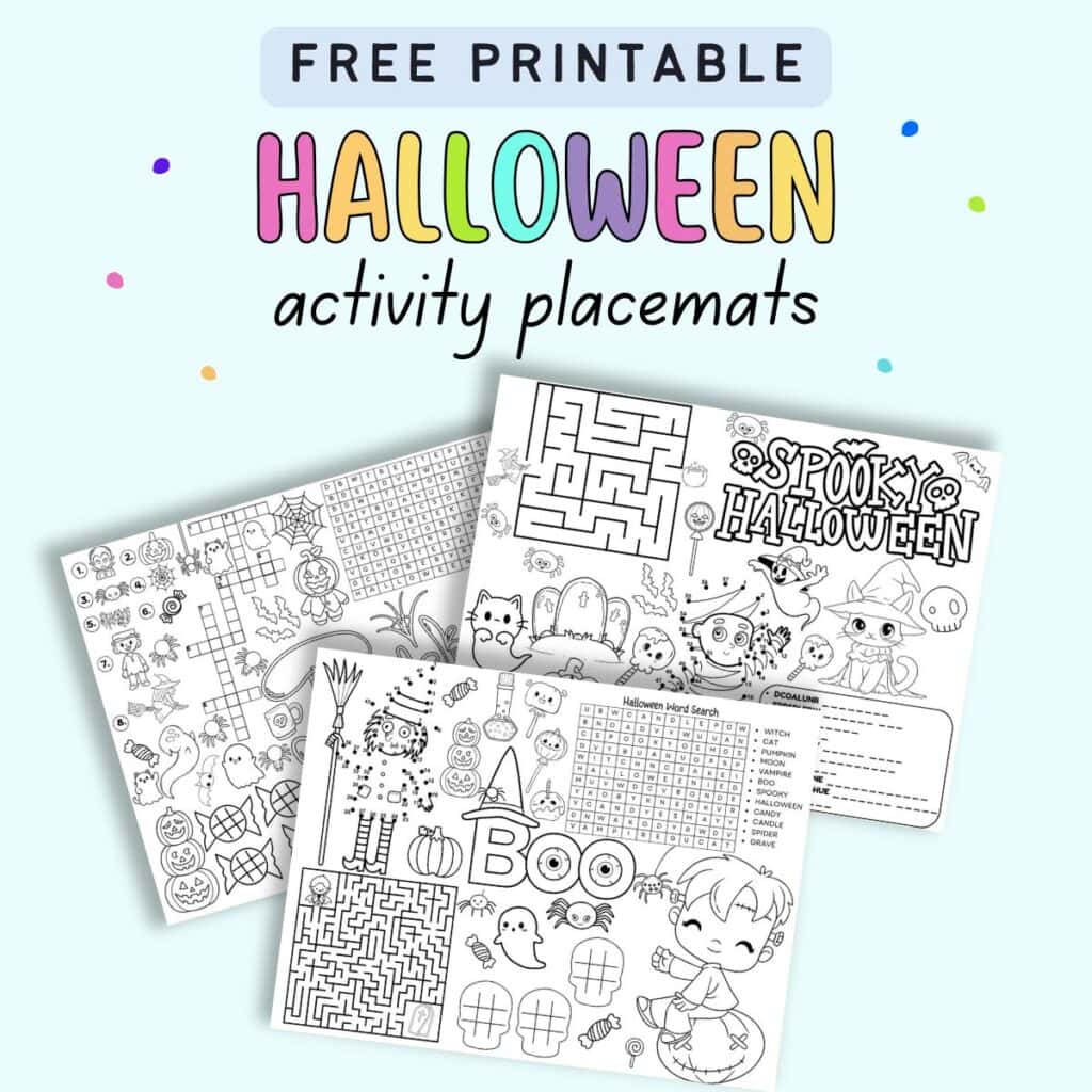 Free Printable Halloween Activity Placemats - The Artisan Life