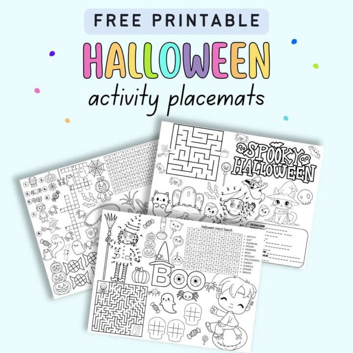 Free Printable Halloween Activity Placemats - The Artisan Life