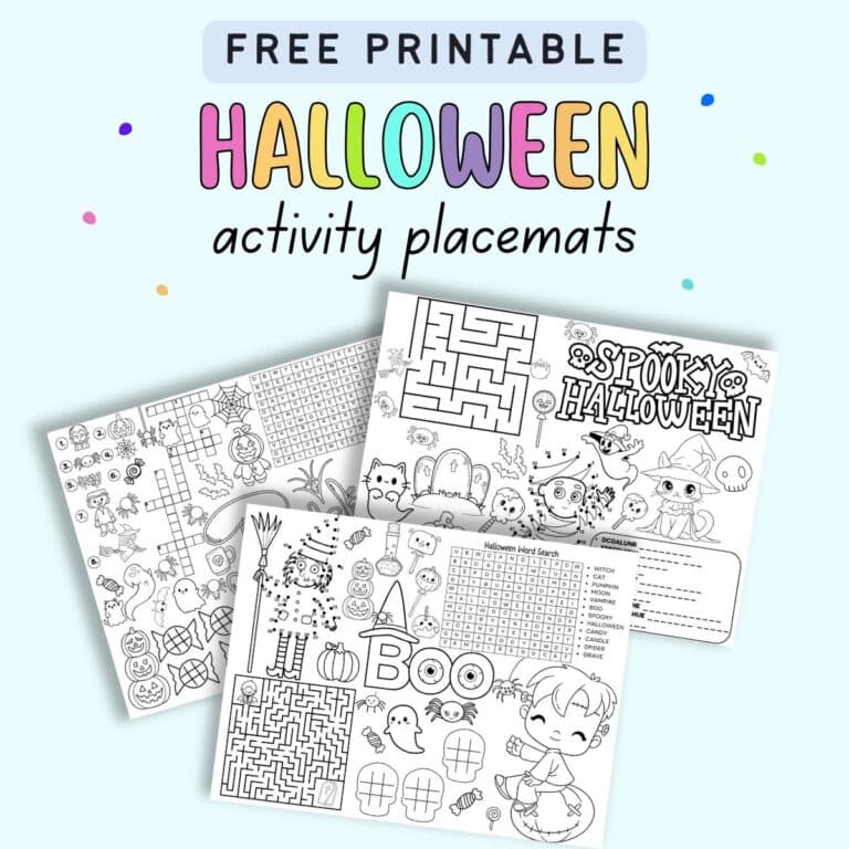 Free Printable Halloween Activity Placemats - The Artisan Life