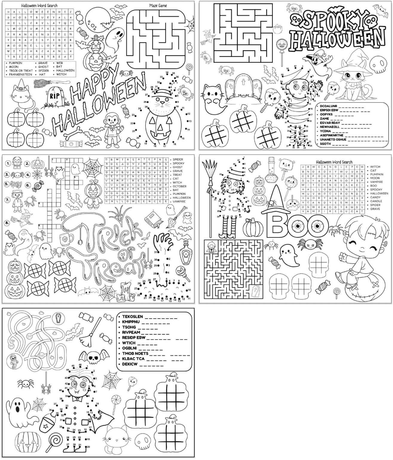 Free Printable Halloween Activity Placemats - The Artisan Life