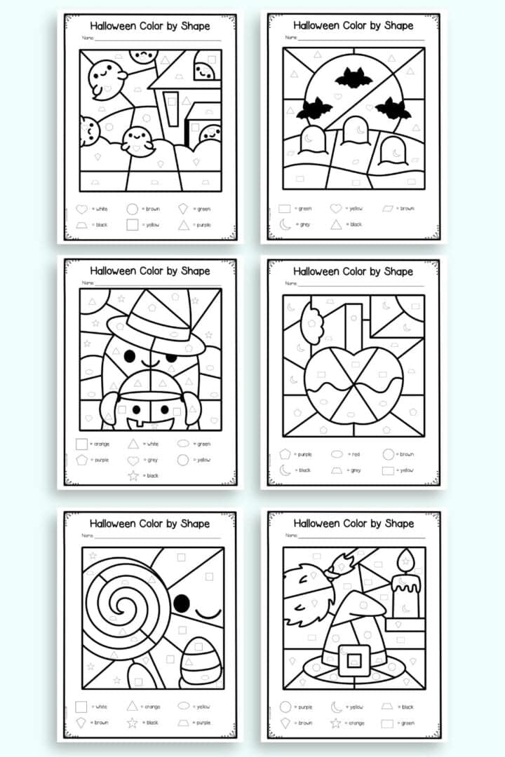Free Halloween Color by Shape Printables - The Artisan Life