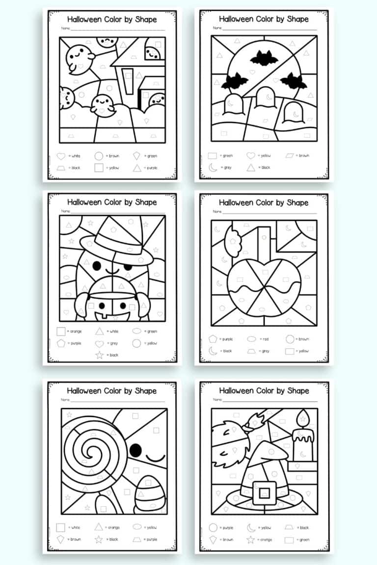 Free Halloween Color by Shape Printables - The Artisan Life