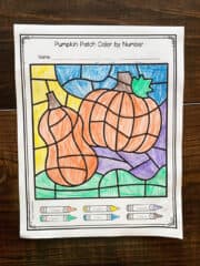 Free Printable Pumpkin Patch Color by Number Worksheets - The Artisan Life