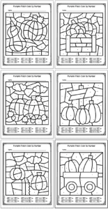Free Printable Pumpkin Patch Color by Number Worksheets - The Artisan Life