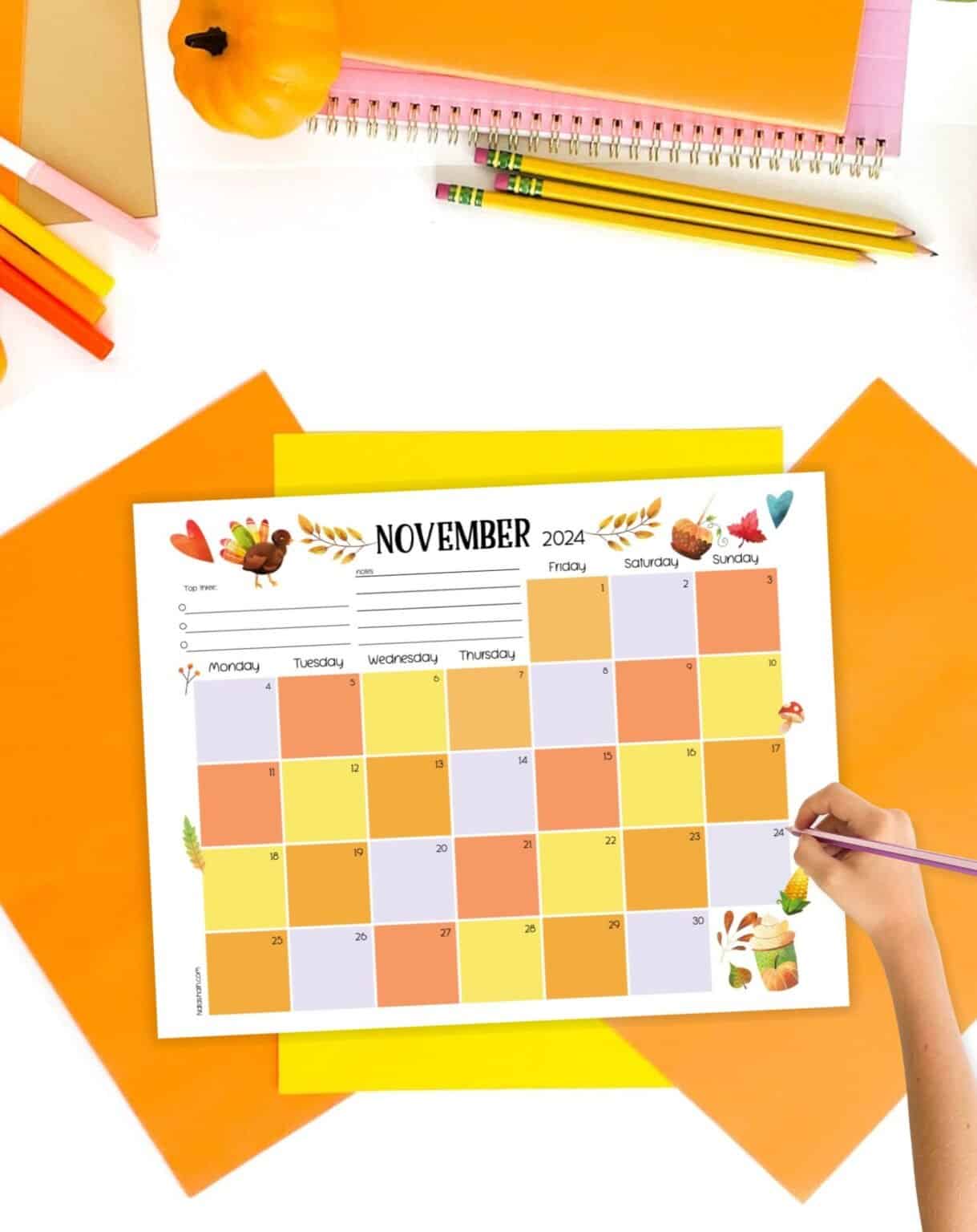 Free Printable November Calendar for 2024 - The Artisan Life