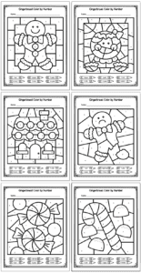 Free Printable Gingerbread Color by Number Worksheets - The Artisan Life