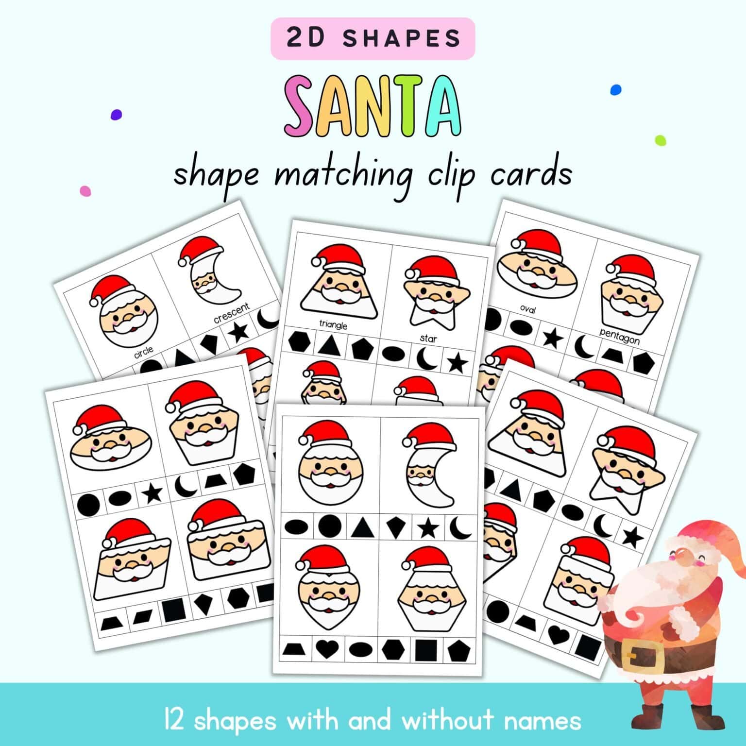 Free Santa 2D Shape Matching Printable - The Artisan Life