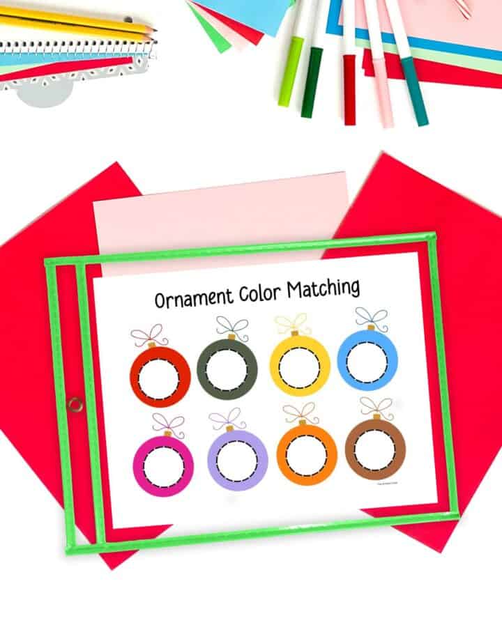 Free Printable Christmas Ornament Color Matching Activity - The Artisan ...