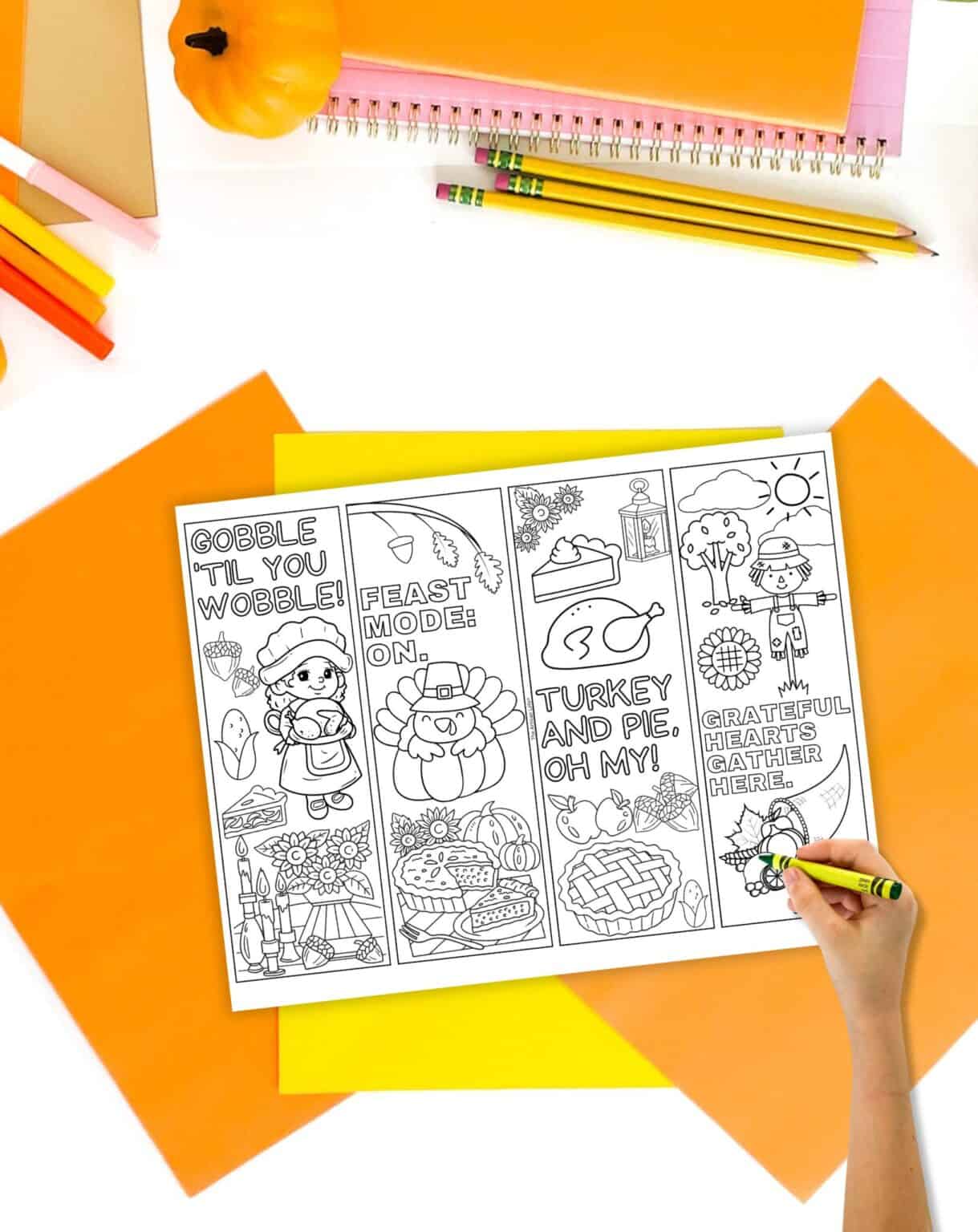 Free Printable Thanksgiving Bookmarks to Color - The Artisan Life