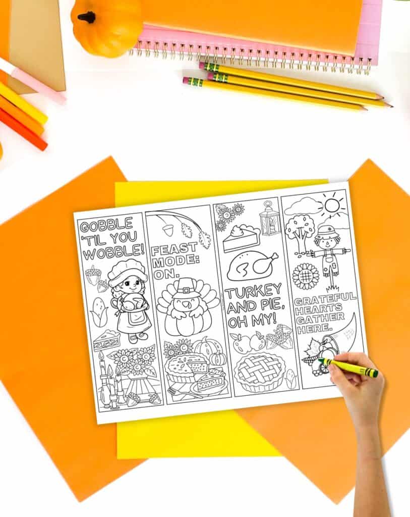 Free Printable Thanksgiving Bookmarks to Color - The Artisan Life
