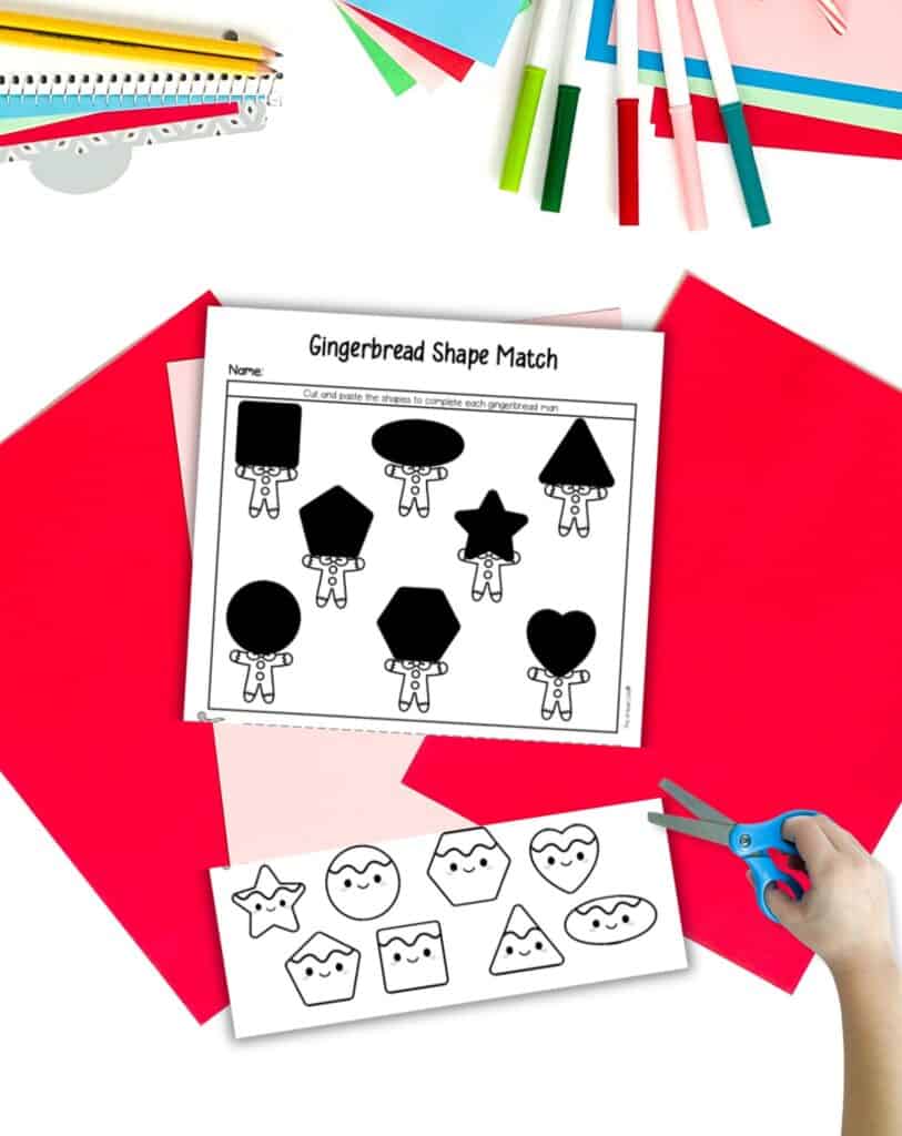 Gingerbread Man Shape Matching Free Printable - The Artisan Life