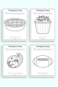 Free Printable Thanksgiving Tracing Worksheets - The Artisan Life