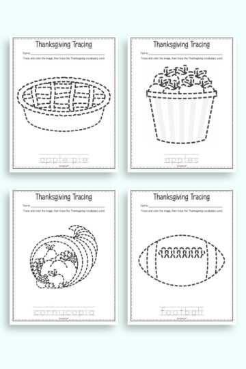Free Printable Thanksgiving Tracing Worksheets - The Artisan Life