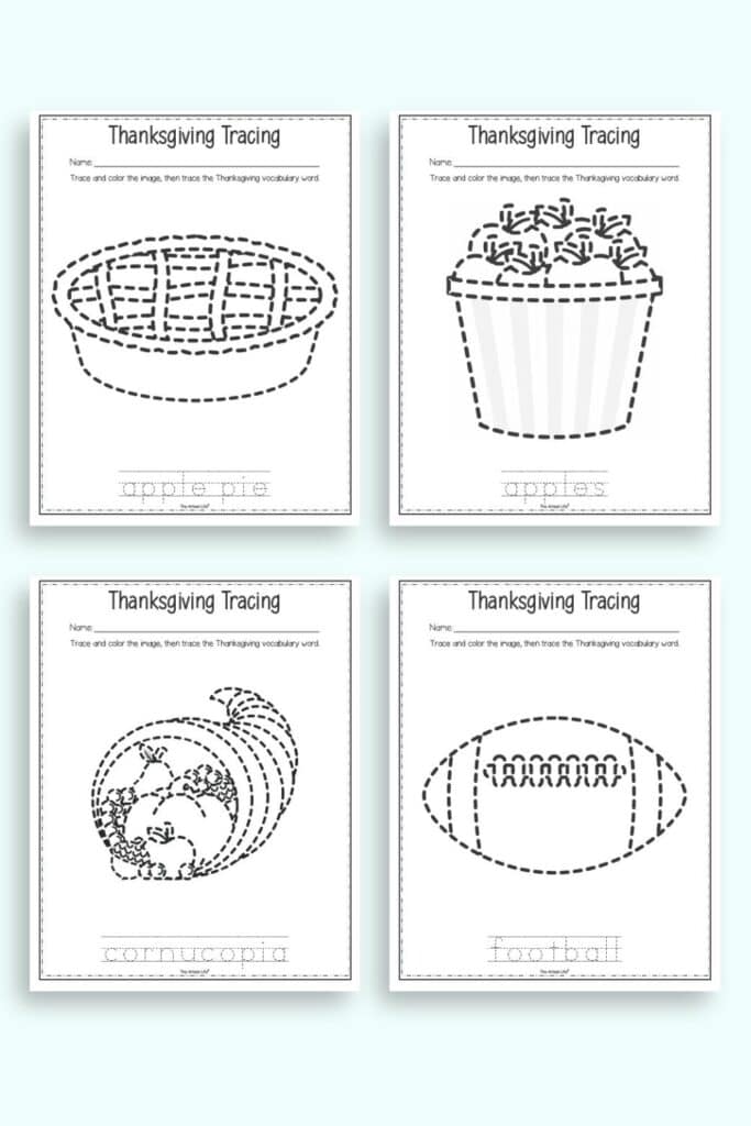 Free Printable Thanksgiving Tracing Worksheets - The Artisan Life