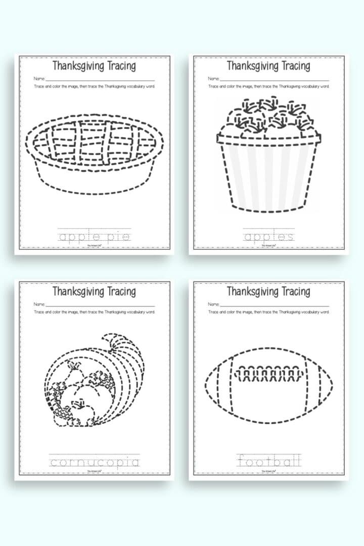 Free Printable Thanksgiving Tracing Worksheets - The Artisan Life