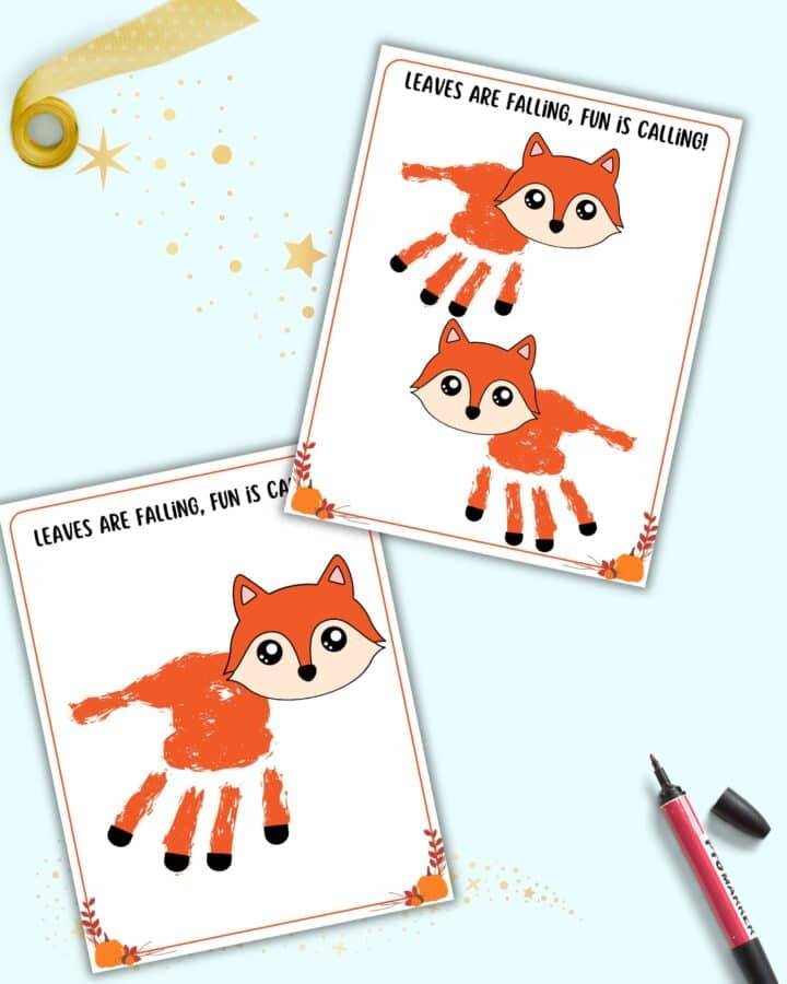 Free Printable Fall Fox Handprint Craft - The Artisan Life
