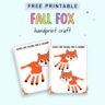 Free Printable Fall Fox Handprint Craft - The Artisan Life