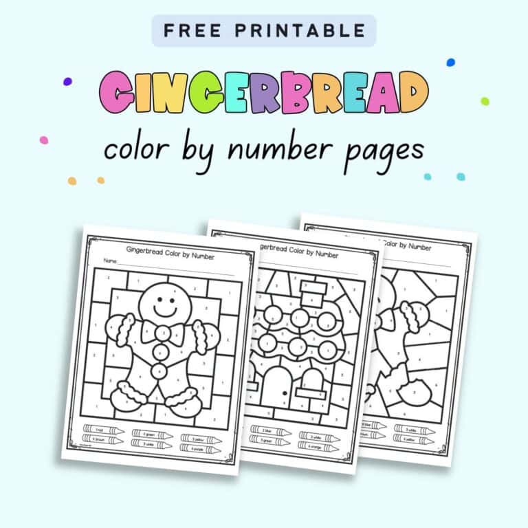 Free Printable Gingerbread Color by Number Worksheets - The Artisan Life