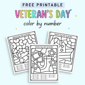 Free Printable Veteran's Day Color by Number Worksheets - The Artisan Life