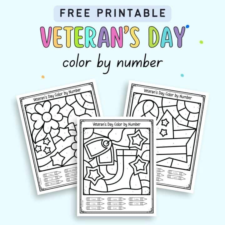 Free Printable Veteran's Day Color by Number Worksheets - The Artisan Life