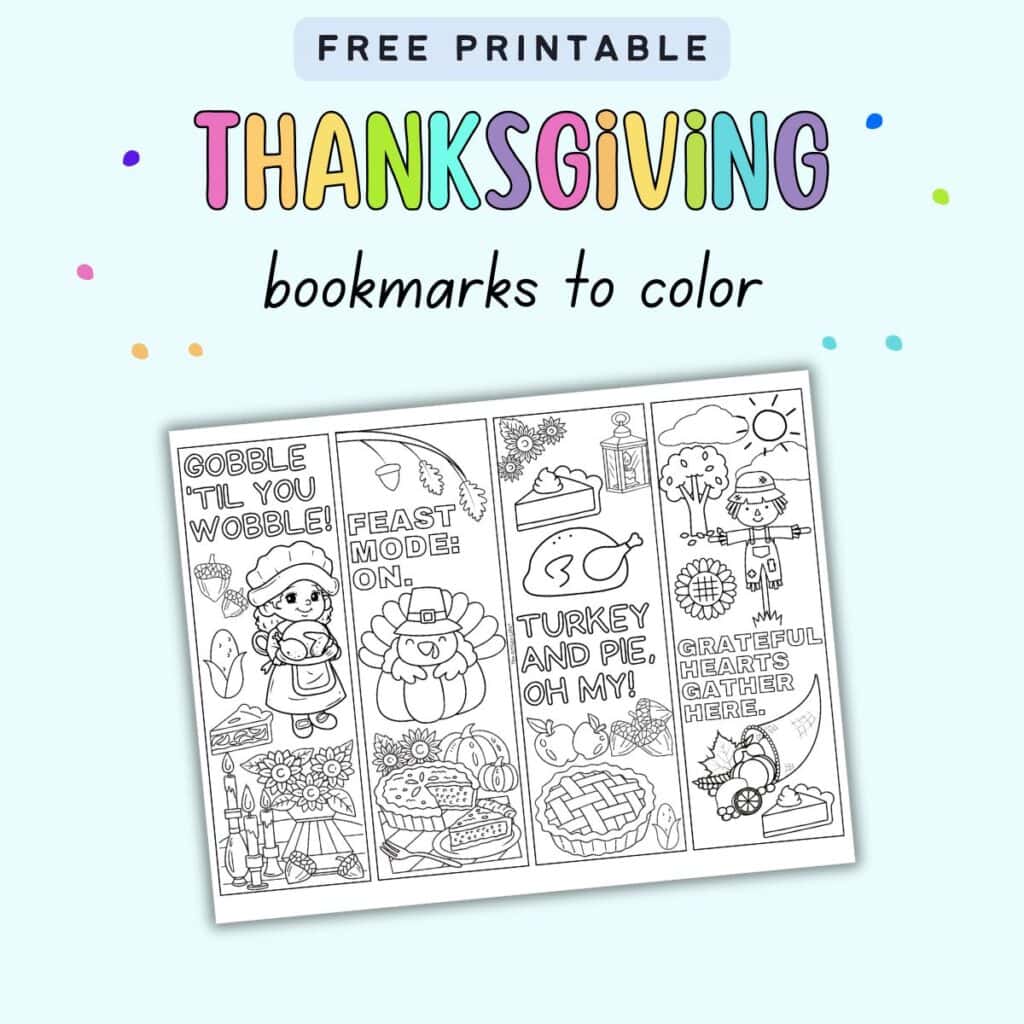 Free Printable Thanksgiving Bookmarks to Color - The Artisan Life