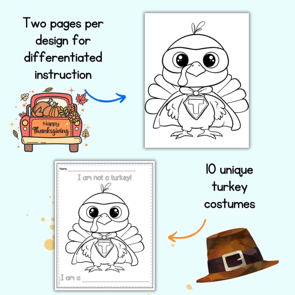Free Printable Turkey in Disguise Coloring Pages - The Artisan Life