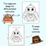 Free Printable Turkey in Disguise Coloring Pages - The Artisan Life