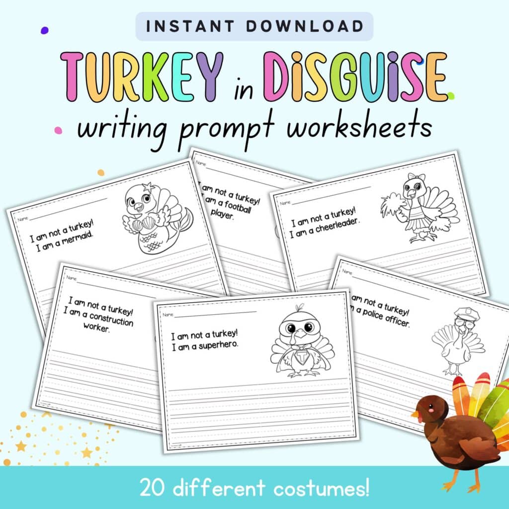 Free Printable Turkey in Disguise Coloring Creative Writing Worksheets ...