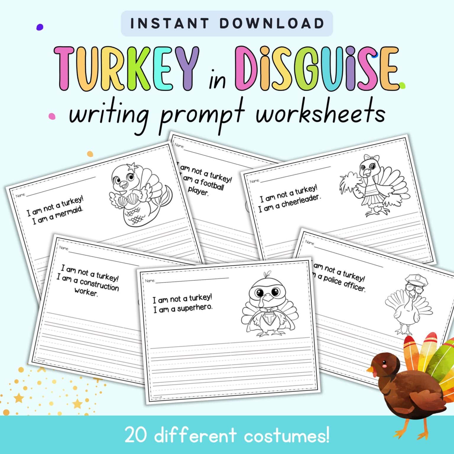 Free Printable Turkey in Disguise Coloring Creative Writing Worksheets ...