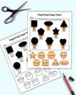 Gingerbread Man Shape Matching Free Printable - The Artisan Life