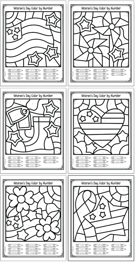 Free Printable Veteran's Day Color by Number Worksheets - The Artisan Life