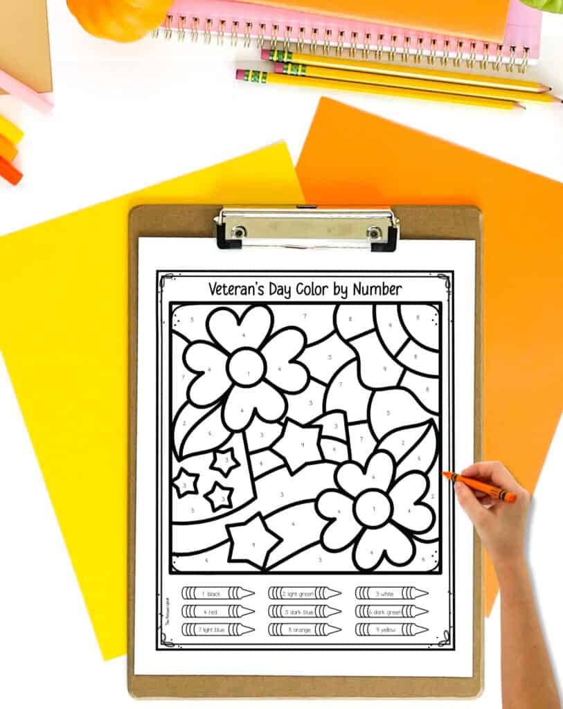 Free Printable Veteran's Day Color by Number Worksheets - The Artisan Life