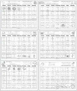 Free Printable Traceable Calendars for Kids - The Artisan Life