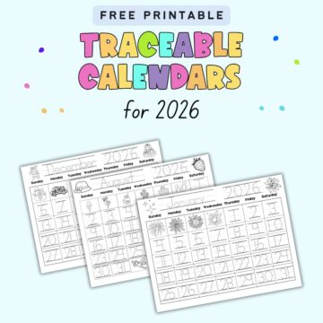 Free Printable Traceable Calendars for Kids - The Artisan Life