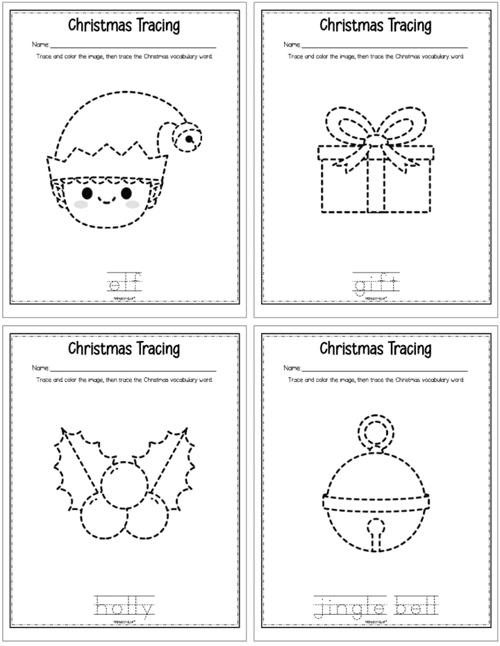 Free Printable Christmas Tracing Worksheets - The Artisan Life