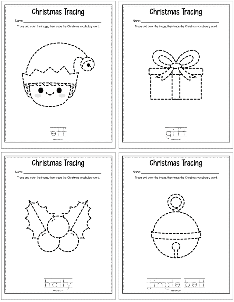 Free Printable Christmas Tracing Worksheets - The Artisan Life