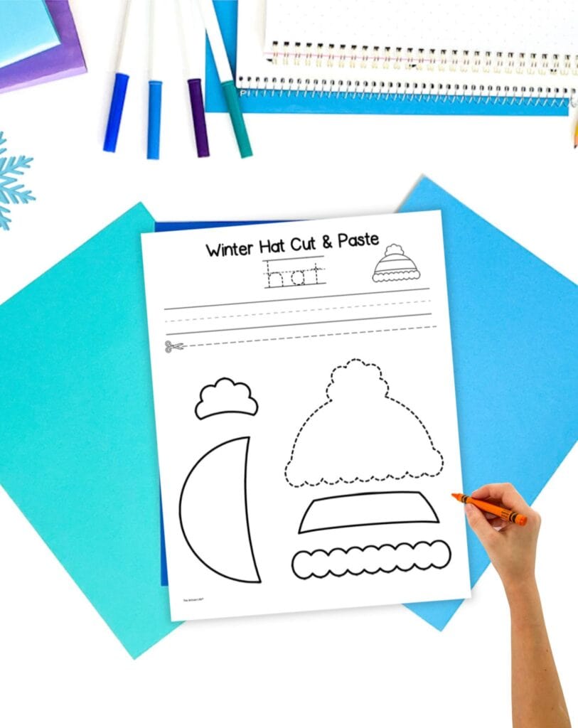 Free Printable Winter Hat Cut and Paste Craft - The Artisan Life