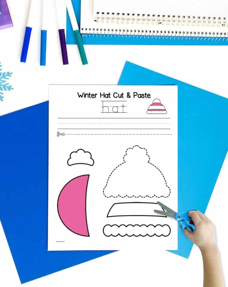 Free Printable Winter Hat Cut and Paste Craft - The Artisan Life