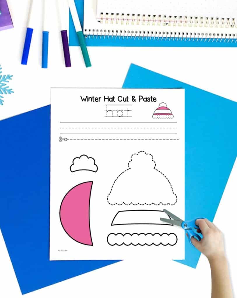 Free Printable Winter Hat Cut and Paste Craft - The Artisan Life