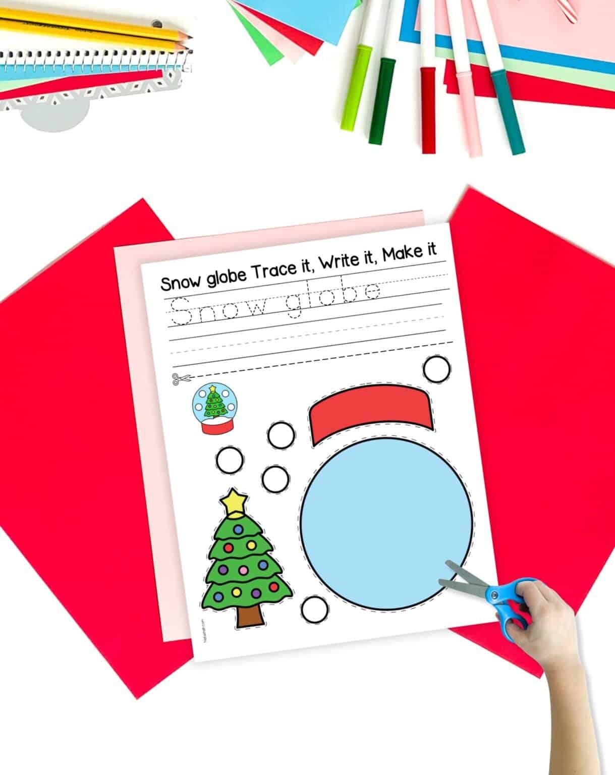 Free Printable Snow Globe Cut and Paste Craft - The Artisan Life