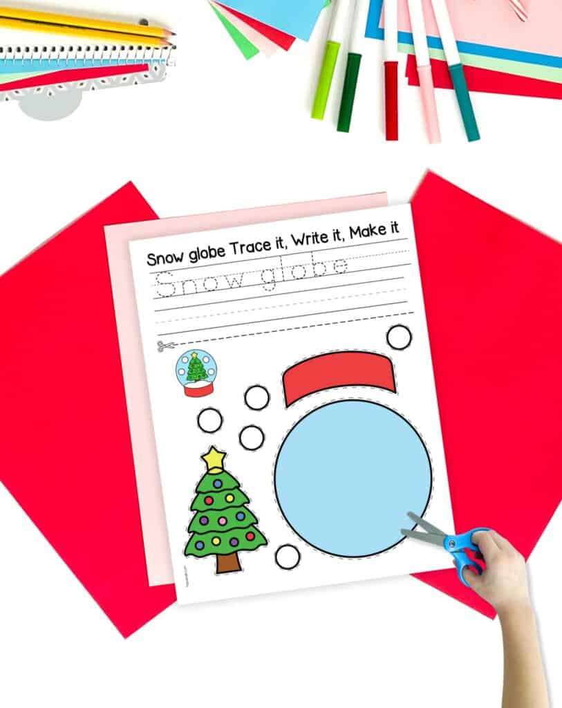 Free Printable Snow Globe Cut and Paste Craft - The Artisan Life