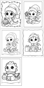 Free Printable Cute Christmas Dragon Coloring Pages - The Artisan Life