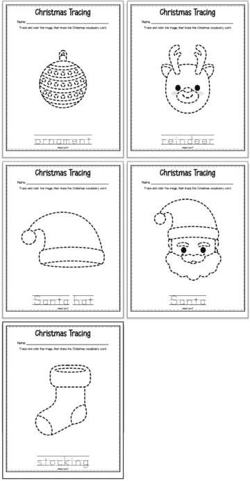 Free Printable Christmas Tracing Worksheets - The Artisan Life