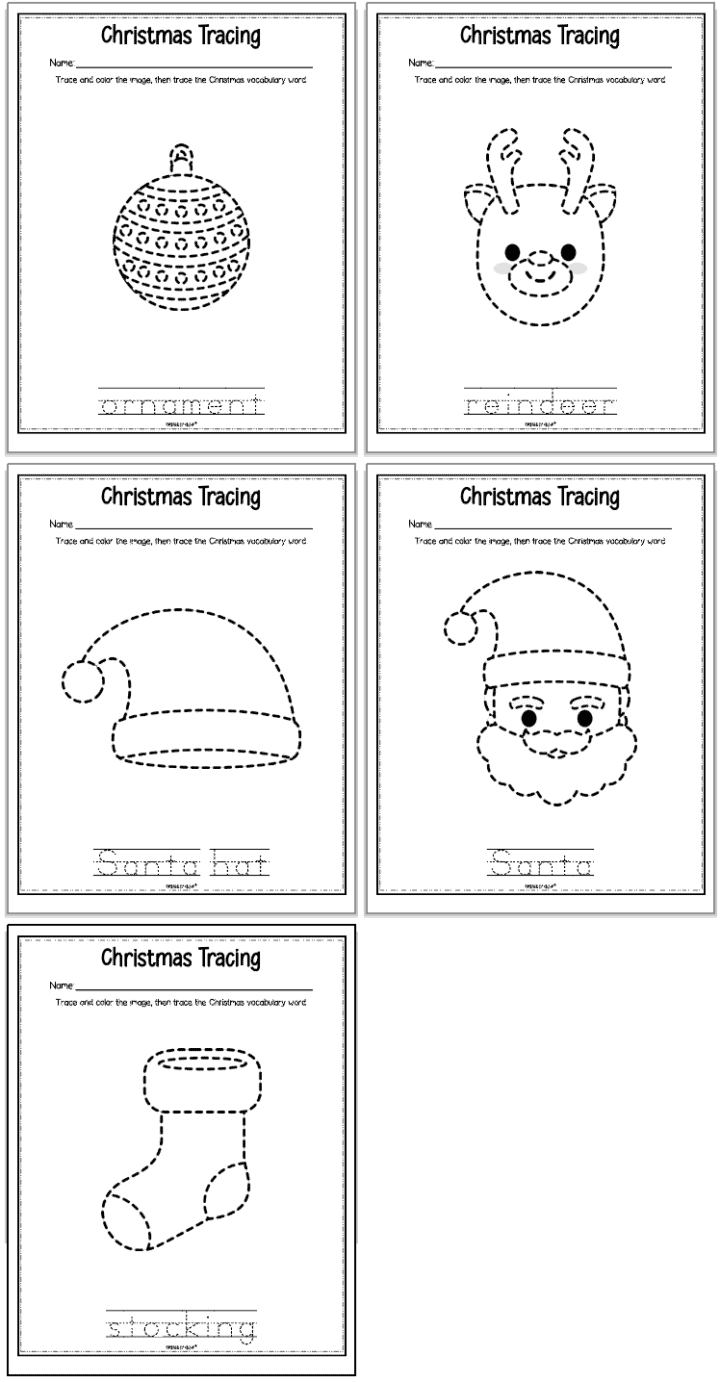 Free Printable Christmas Tracing Worksheets - The Artisan Life