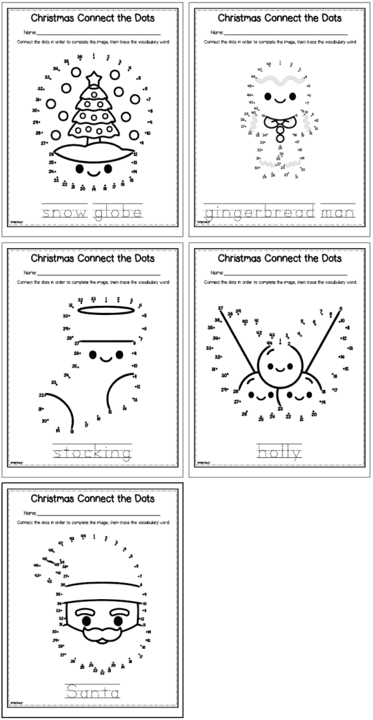 Free Printable Christmas Dot to Dot Worksheets - The Artisan Life