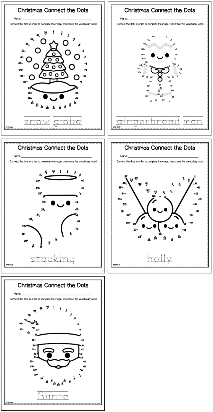 Free Printable Christmas Dot to Dot Worksheets - The Artisan Life