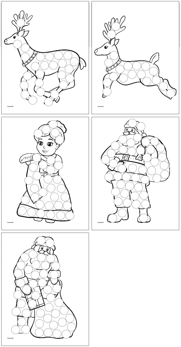 Free Printable Santa Dot Marker Coloring Pages - The Artisan Life
