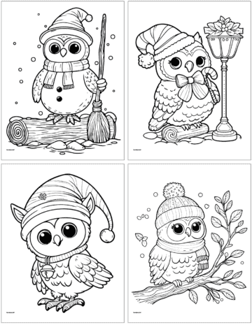 13+ Free Printable Christmas Owl Coloring Pages for Kids - The Artisan Life